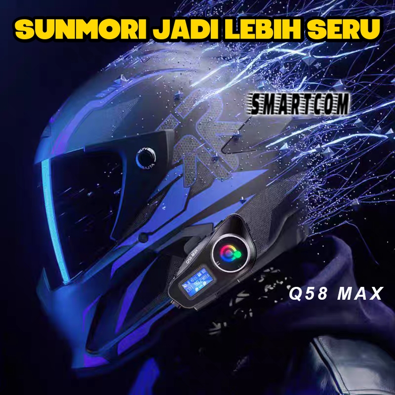 Jual SMARTCOM - Helm Interkom Q58 MAX Headset Earphone Bluetooth Layar ...