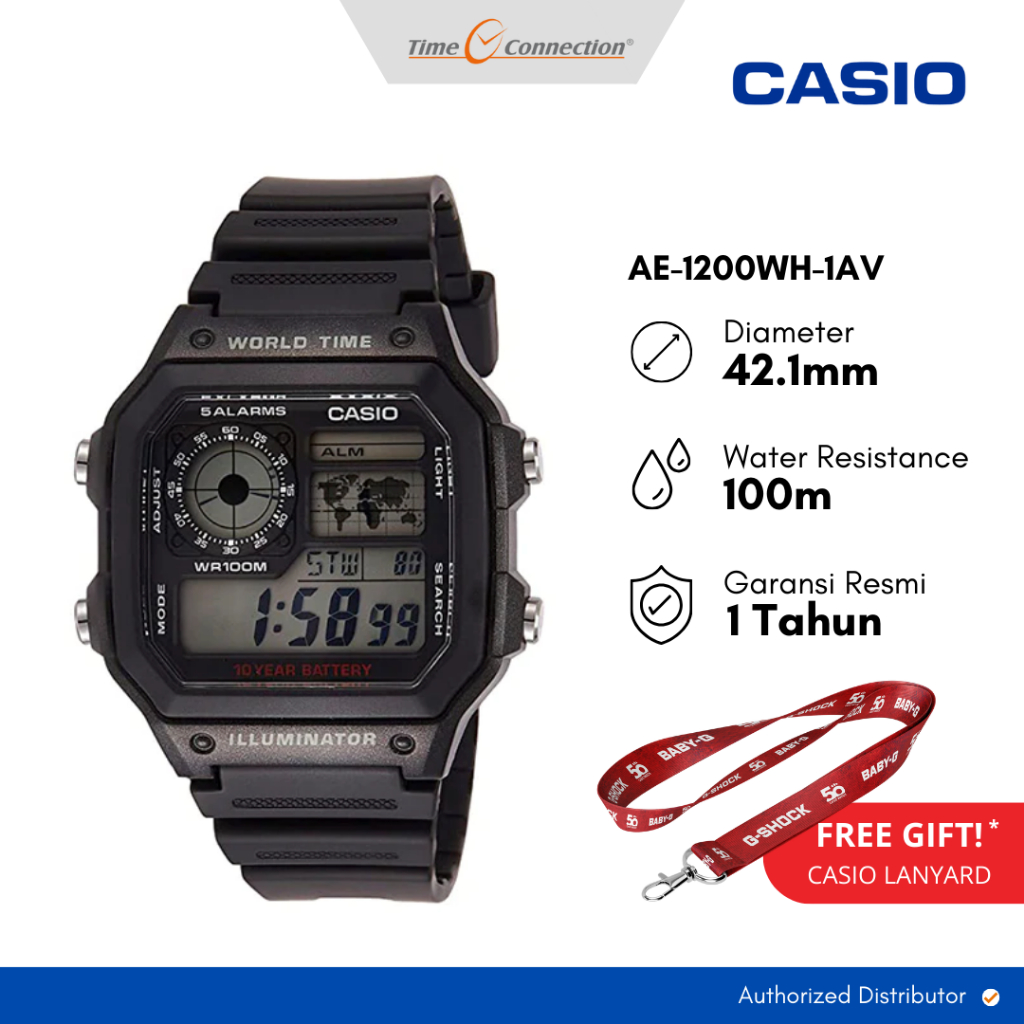 Jual Casio AE-1200WH-1AV Hitam Original / Jam Tangan Pria Digital Black Resin | Shopee Indonesia