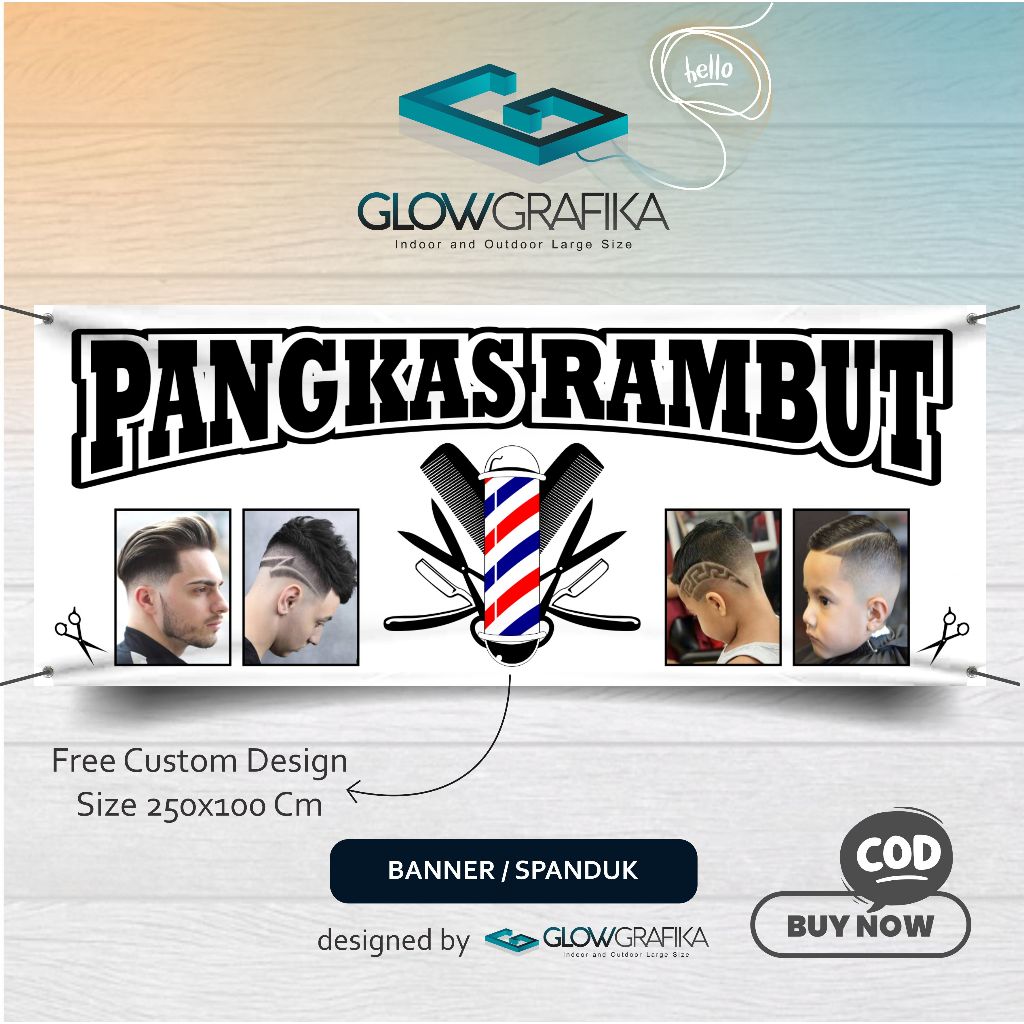 Jual Cetak Spanduk Banner Pangkas Rambut Model Putih | Shopee Indonesia
