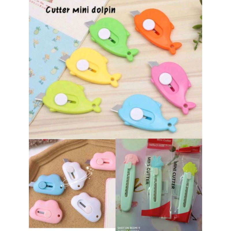 Jual pisau /cutter mini karakter awan, dolphin, gajah, dino dan rabbit ...