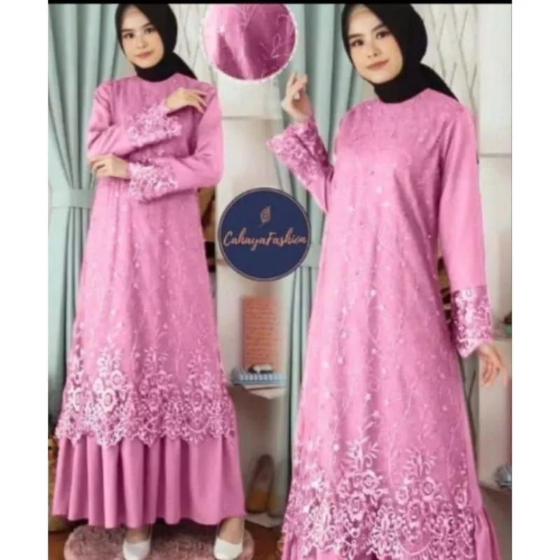 Jual gamis brukat pesta paramita dress gamis brokat kekinian terbaru ...