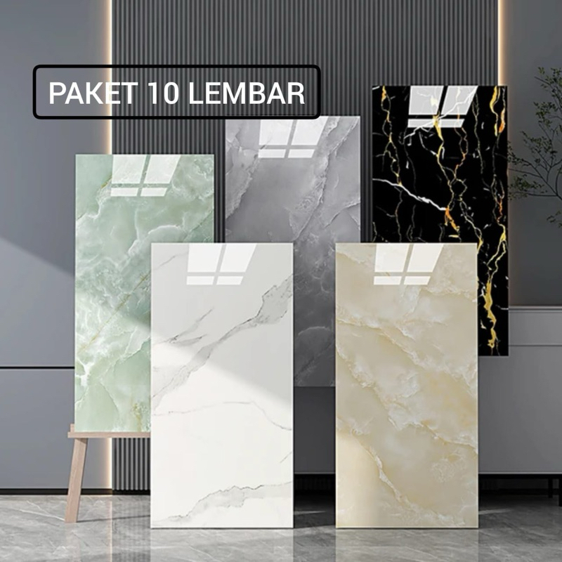 Jual PAKET 10 LEMBAR Wallpaperfoam marmer dinding Vinyl Marble 30 x 60 ...