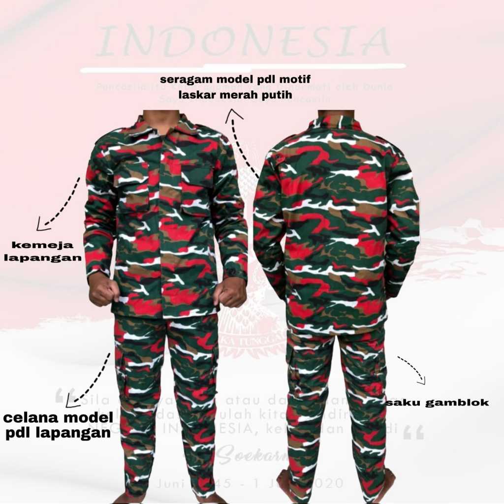 Jual seragam loreng laskar merah putih | Shopee Indonesia