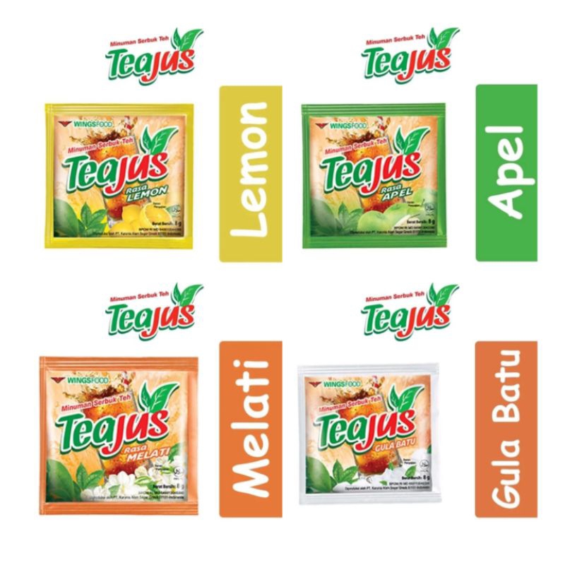 Jual TEA JUS MINUMAN SERBUK TEH BERANEKA RASA 1 Pak ISI 6 Renceng ...