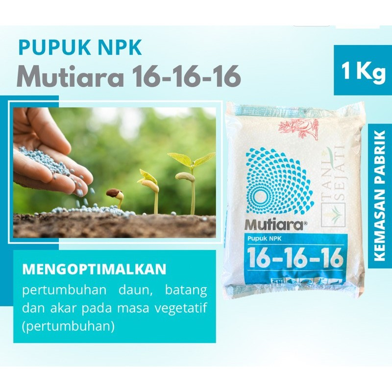 Jual Pupuk NPK Mutiara 161616 | Pupuk NPK Meroke 1 kg kemasan original ...