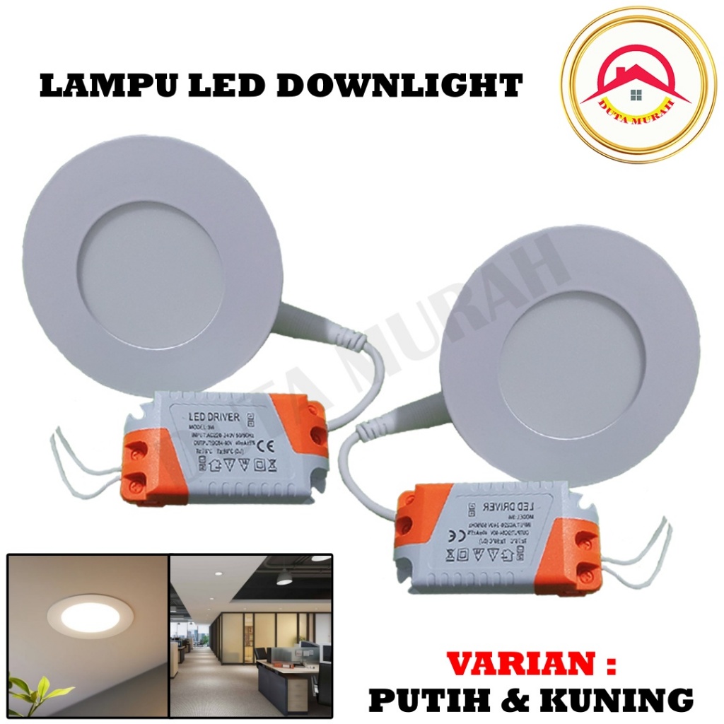 Jual Lampu Downlight LED 2 Warna 3 Watt Panel untuk Lampu Plafon warna ...