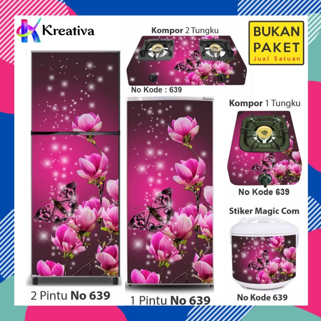 Jual Stiker Kulkas/stiker Kompor/stiker Magicom Kupu-Kupu Bintang PINK ...