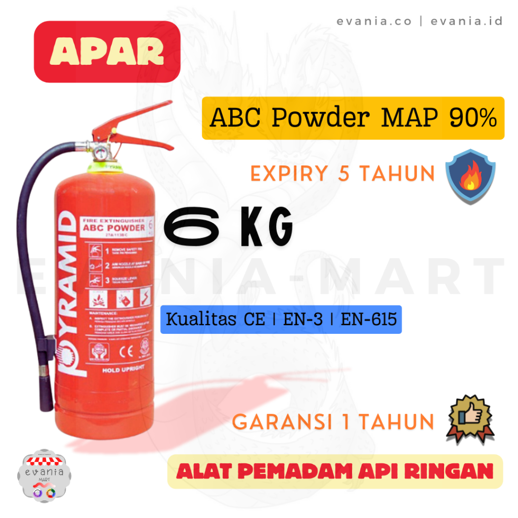 Jual APAR 6 kg ABC Dry Powder 90% MAP Alat Pemadam Api Ringan Fire Extinguisher | Shopee Indonesia