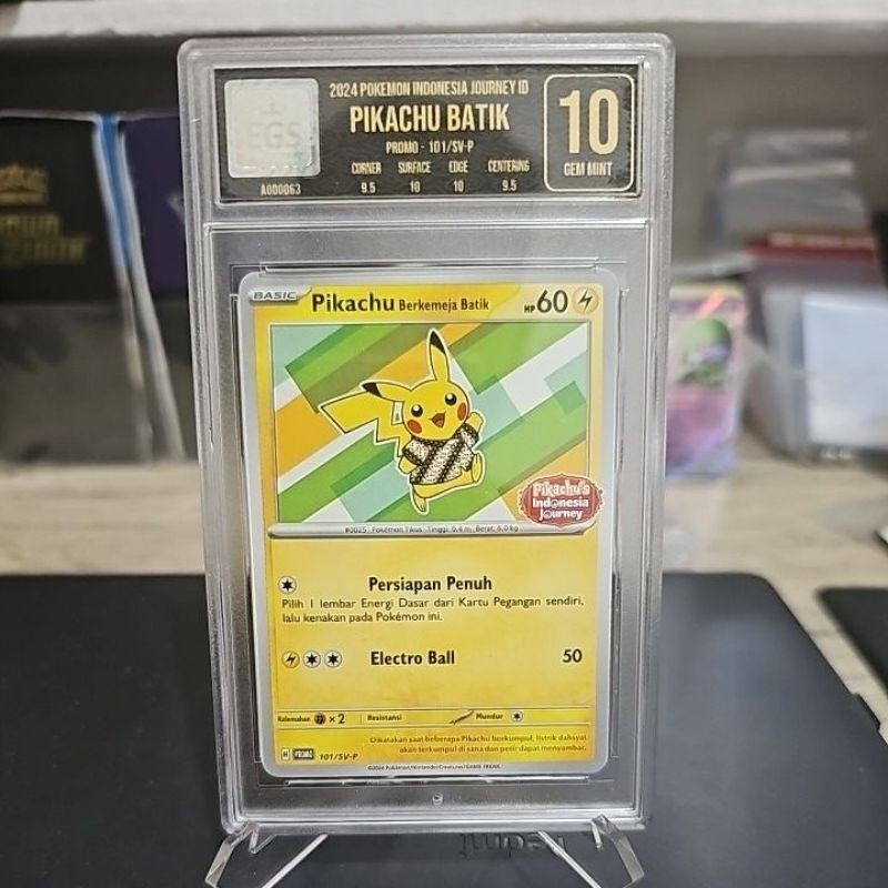 Jual pikachu batik v1 promo indonesia pokemon egs 10 gem mint original | Shopee Indonesia