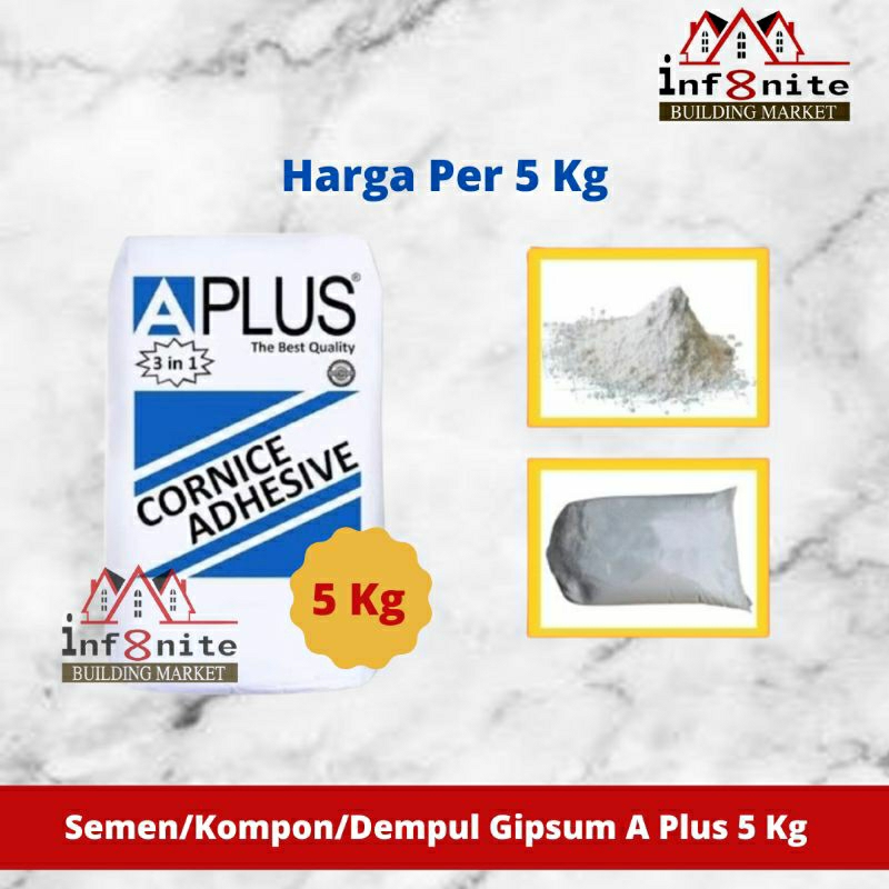 Jual Semen Gipsum A Plus Dempul Gip Compound Kompon Gypsum Per 5 Kg ...