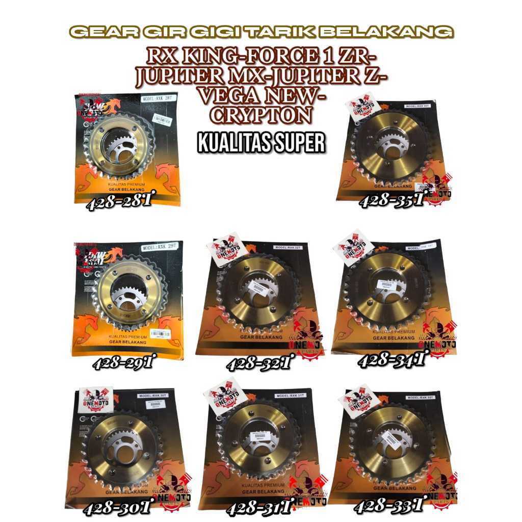 Jual GEAR GIR GIGI TARIK BELAKANG RX KING F1ZR JUPITER Z MX 428- 28T 29T 30T 31T 32T 33T 34T 35T ...