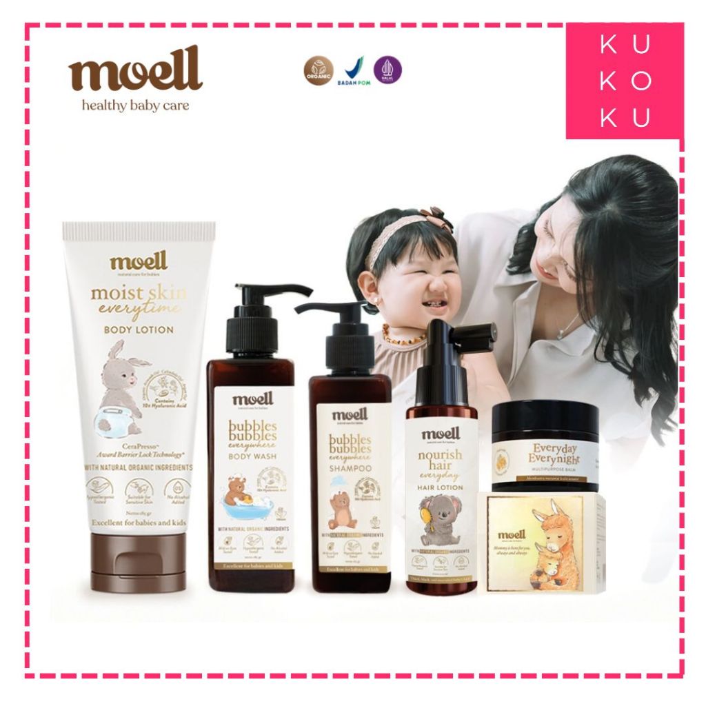 Jual Moell Baby Care - Body Wash / Shampoo / Hair Lotion / Face Cream ...