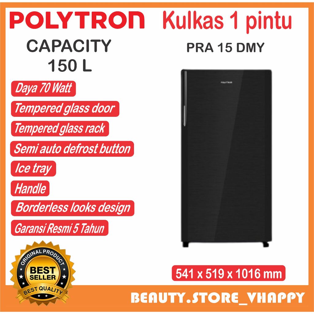 Jual KULKAS POLYTRON 1 PINTU LOW WATT PRA 15 DMY 150 LITER KHUSUS ...