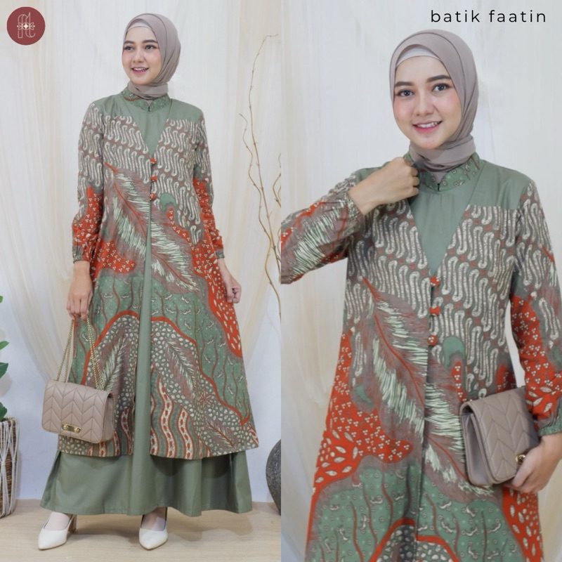 Jual Batik Faatin | Zayna Dress | Gamis Batik Couple Katun Kombinasi ...
