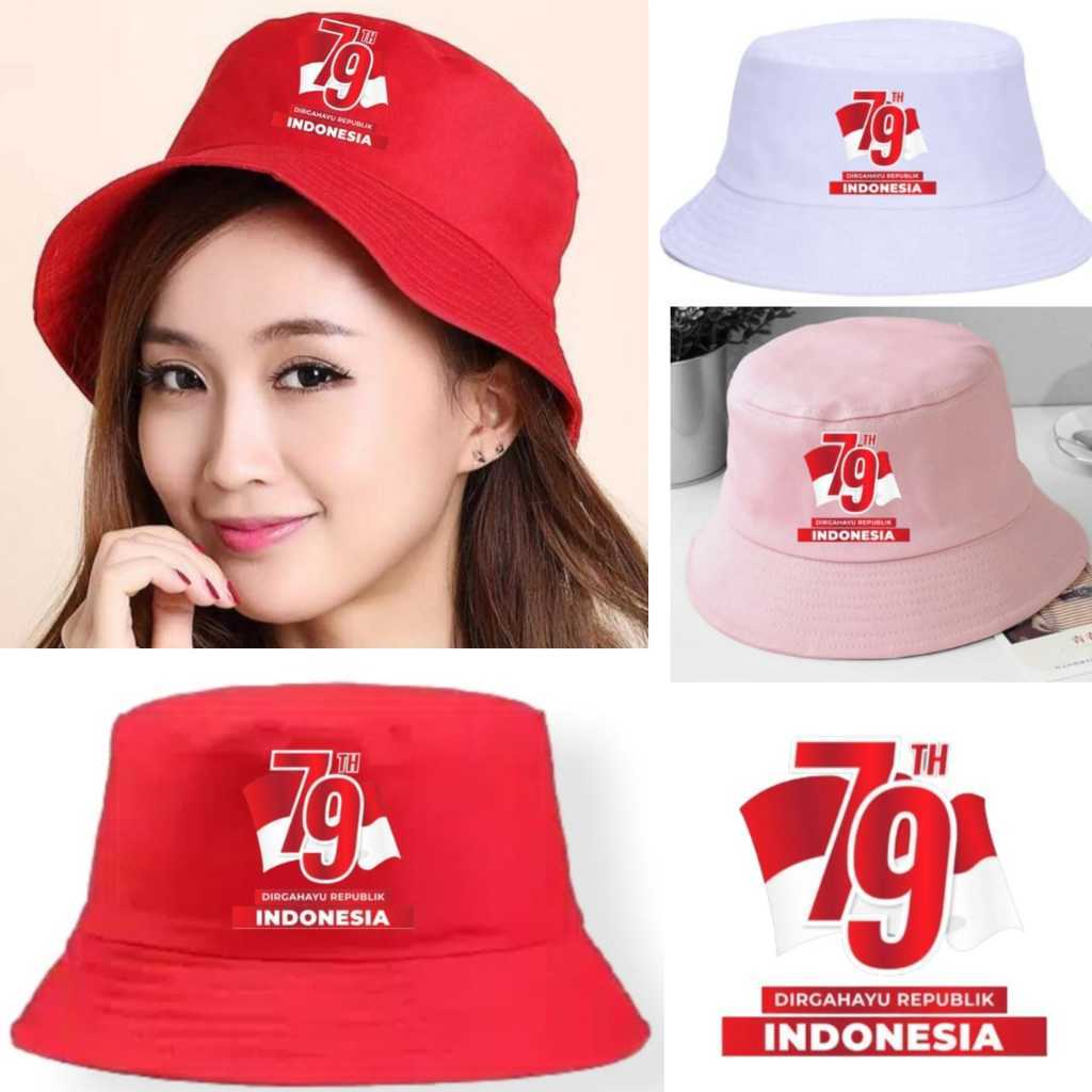 Jual Topi Bucket Hat Cap Distro 79TAHUN indonesia 17 AGUSTUS 1945 2024 ...
