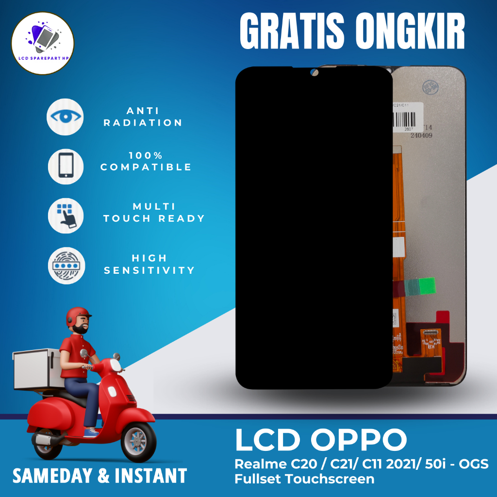 Jual (OGS Version) - (GARANSI LEM) LCD Oppo Realme C20 / C21/ C11 2021/ 50i Fullset Touchscreen ...