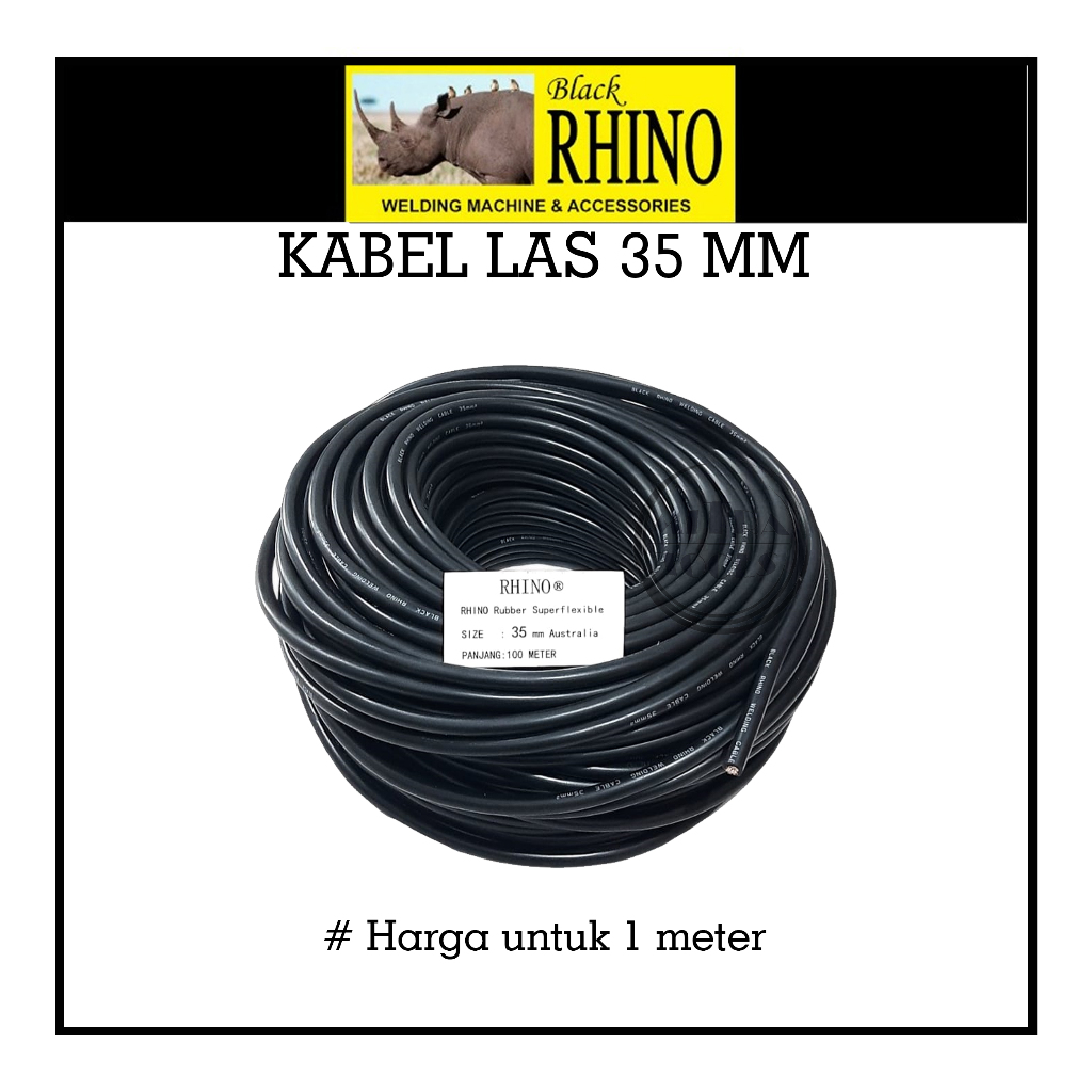 Jual RHINO Kabel Las Tembaga 35mm Hitam 1 Meter / Welding Cable Full ...