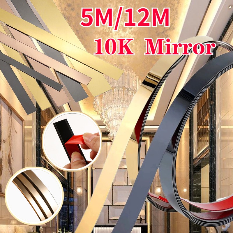 Jual 5M/12M List Plat Strip Mirror/Sticker Pembatas Nat Keramik/ List ...