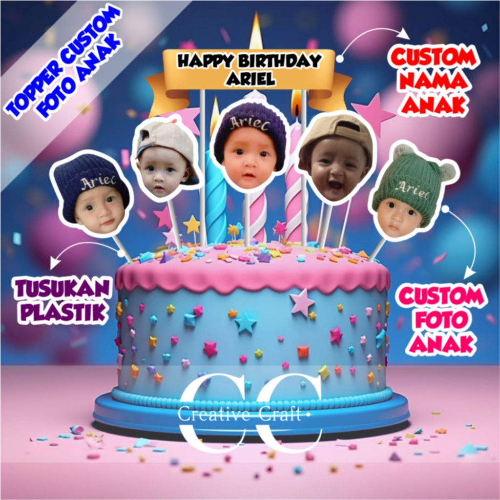 Jual TOPPER KUE ULANG TAHUN CUSTOM FOTO ANAK DAPAT 6 FOTO TERMURAH ...