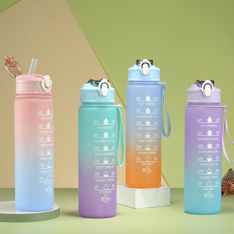 Jual Botol Minum Tumbler Viral 900ml Gradasi Free Sticker | Tempat Air ...