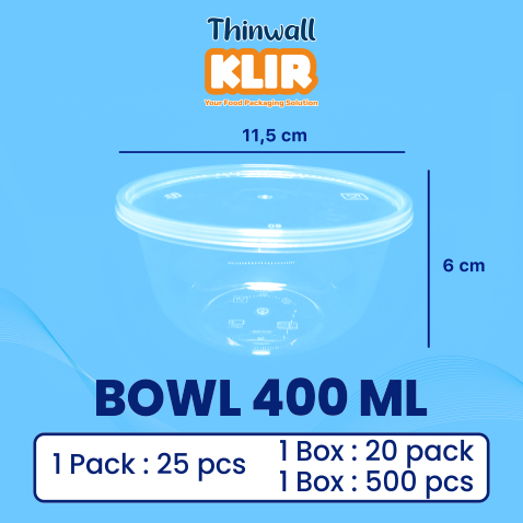Jual ( ECER 10 pcs / 25 pcs ) Thinwall KLIR Bowl 400 ml - Round ...