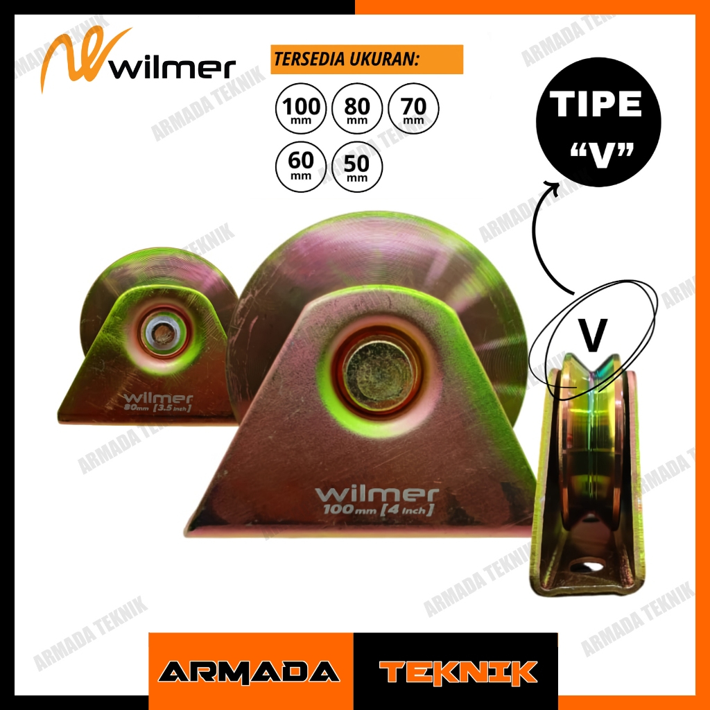 Jual Roda Pagar Besi Model V 60 70 80 mm WIlmer | Shopee Indonesia
