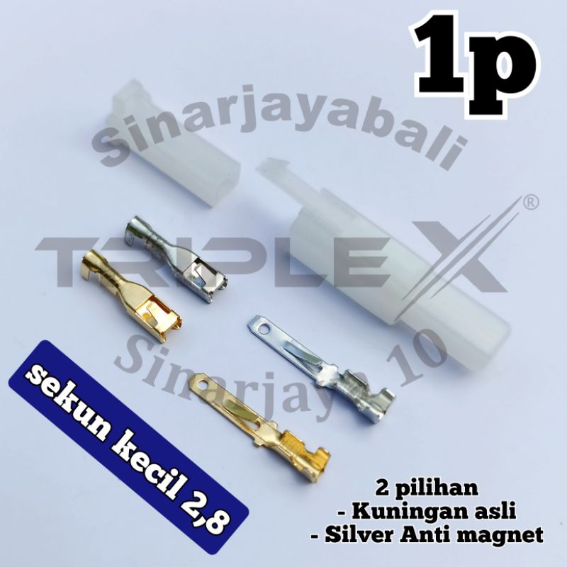 Jual soket 1p socket 1 pin p kecil 2,8 kuningan silver konektor ...
