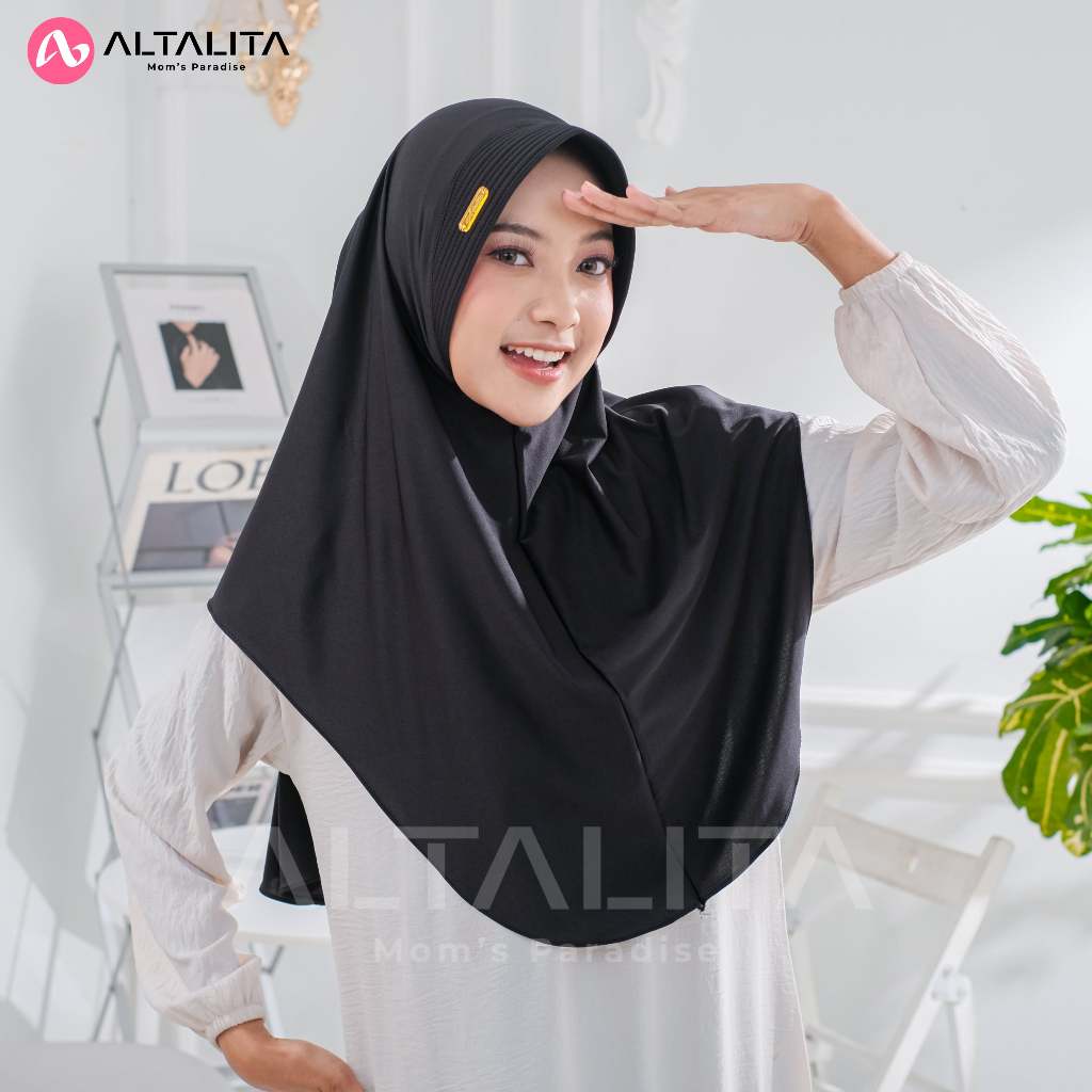 Jual Altalita - Kerudung Bergo Hamidah Label Besi Size L Jilbab Instan Menutup Dada Bahan Jersey ...