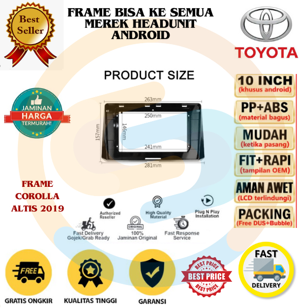 Jual Frame headunit 10 inch toyota corolla altis cross 2019 | Shopee ...