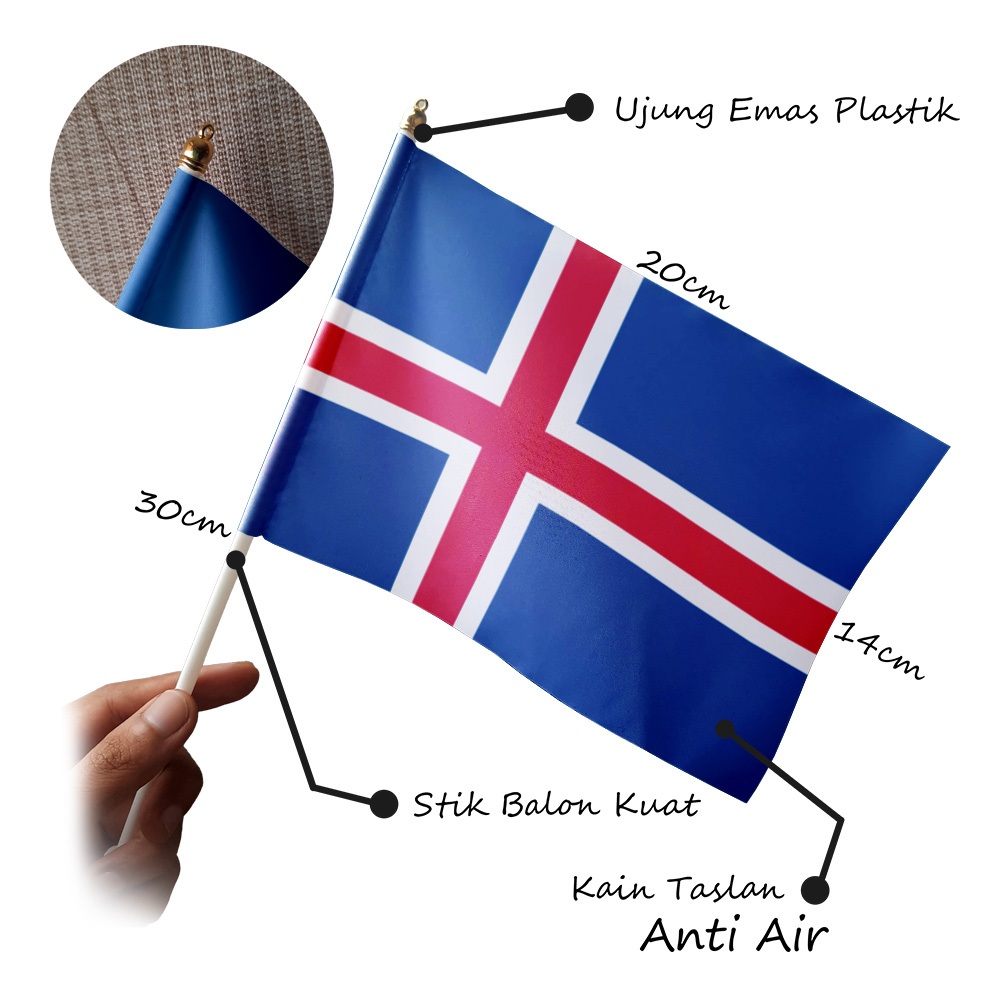 Jual Nazhifa Printing - Bendera Islandia (Iceland) Kecil, Bendera ...