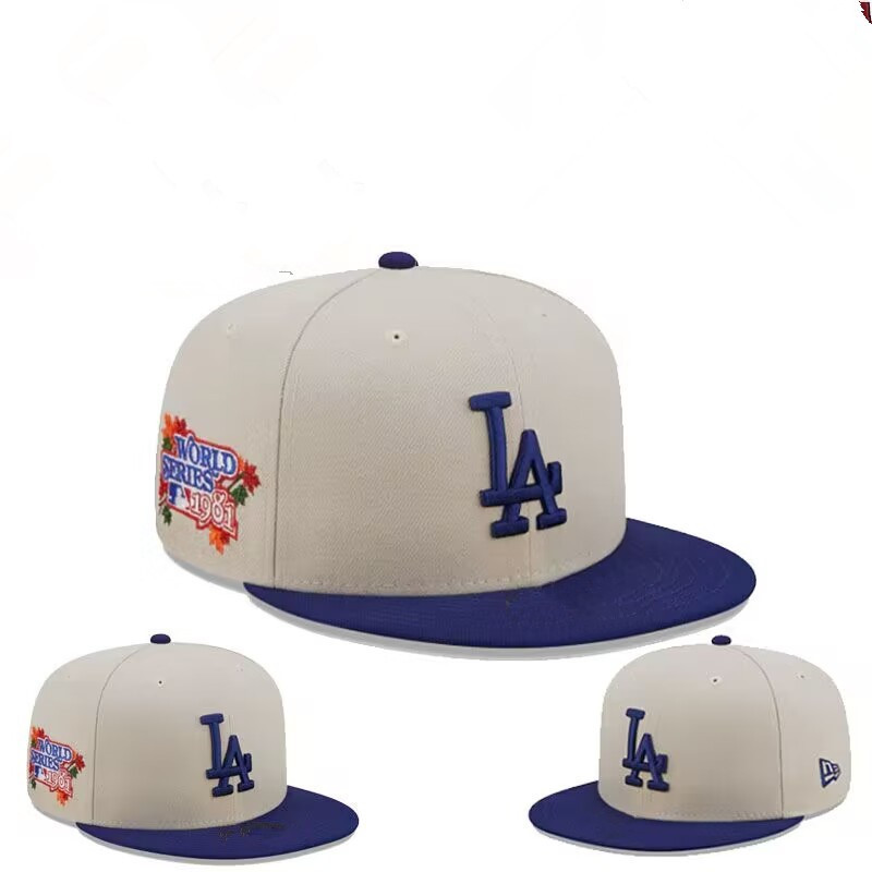 Jual Topi LA Los Angeles Dodgers Build Up Fitted Cream Blue World ...