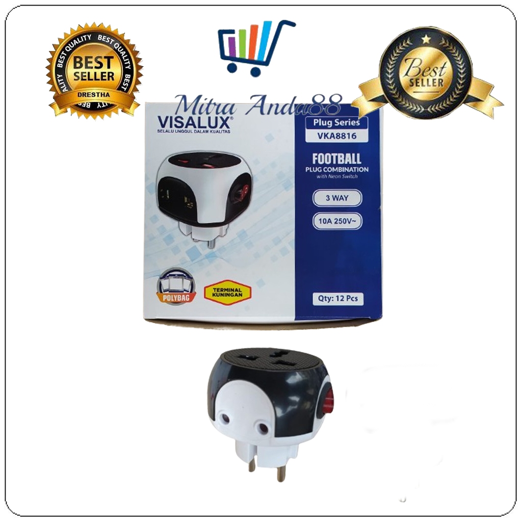 Jual Mitraanda88 Steker saklar football plug combination 3way Visalux VKA8816 | Shopee Indonesia