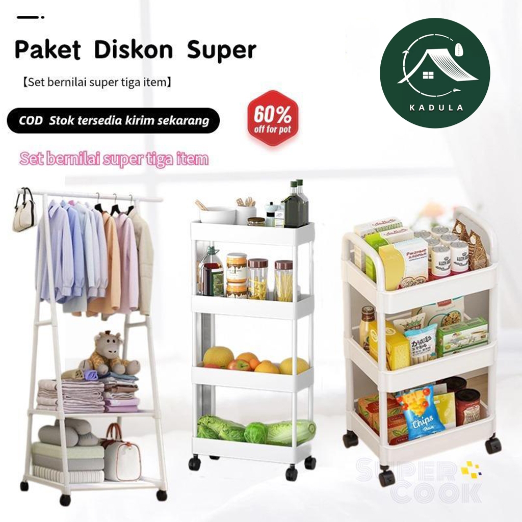 Jual KADULA Portable Combo 3in1 Rak Gantungan Baju Stand Hanger Rak ...