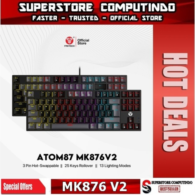 Jual Fantech ATOM MK876 | MK876V2 RGB Gaming Mechanical Keyboard TKL ...