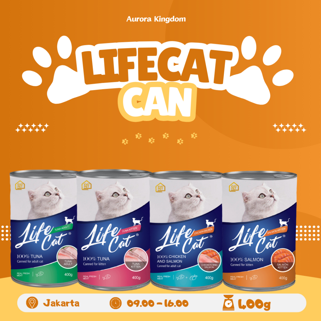 Jual Makanan kucing basah lifecat can / life cat kaleng Per Dus 400 g ...
