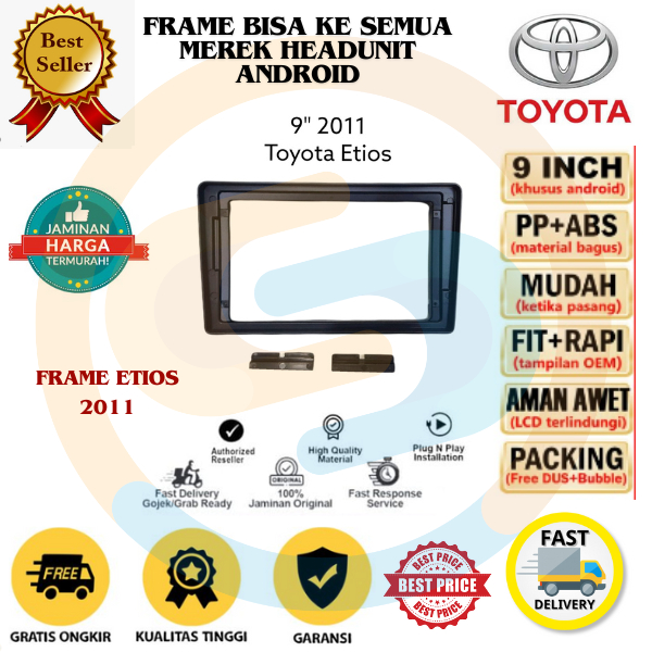 Jual Frame Head Unit Android 9 inch Toyota Etios Liva 2011 | Shopee ...