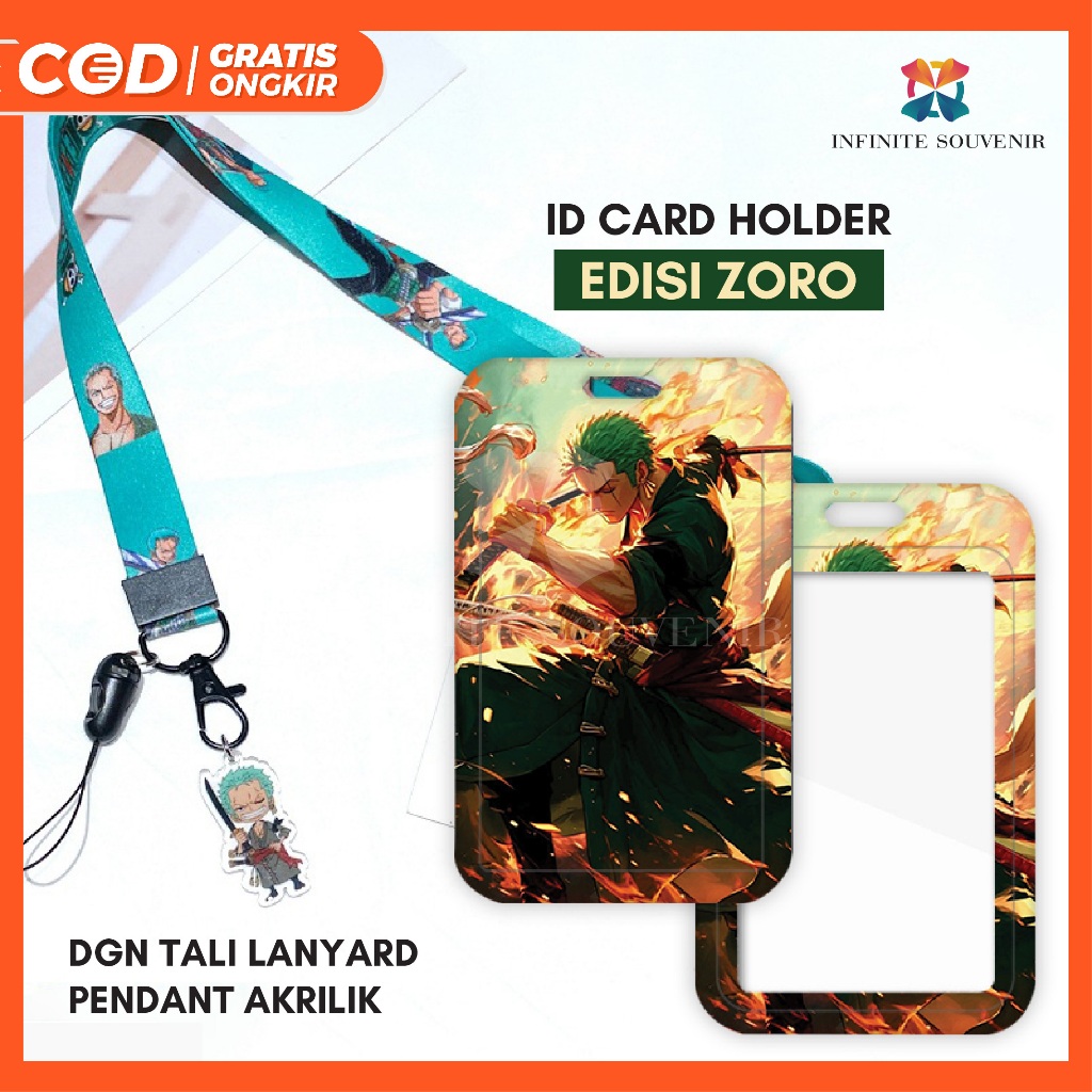 Jual [N003] ZORO / Name Tag ID Card Holder One Piece dengan Tali ...