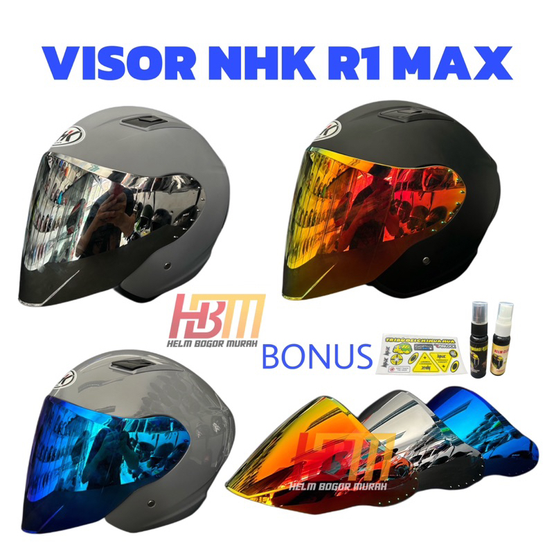 Jual Kaca Helm/Flat NHK R1 Max/R1 Elite + (FREE STICKER NHK 1 Set ...