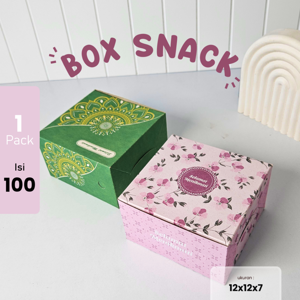 Jual 100 pcs / 12x12 / Box Snack / Dus Kue / Dus Hajatan | Shopee Indonesia