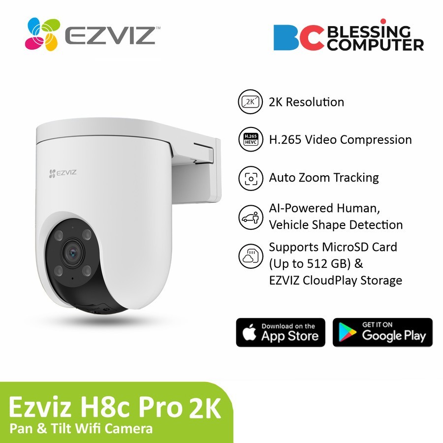 Jual EZVIZ CS-H8c Pro 2K+ 4MP H.265 Rotate 360 Smart Home Camera Pan & Tilt Wi-Fi Camera ...