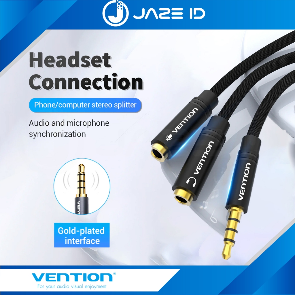 Jual Vention Kabel Splitter Audio Mic 3.5mm Male to 2 Female Earphone ...