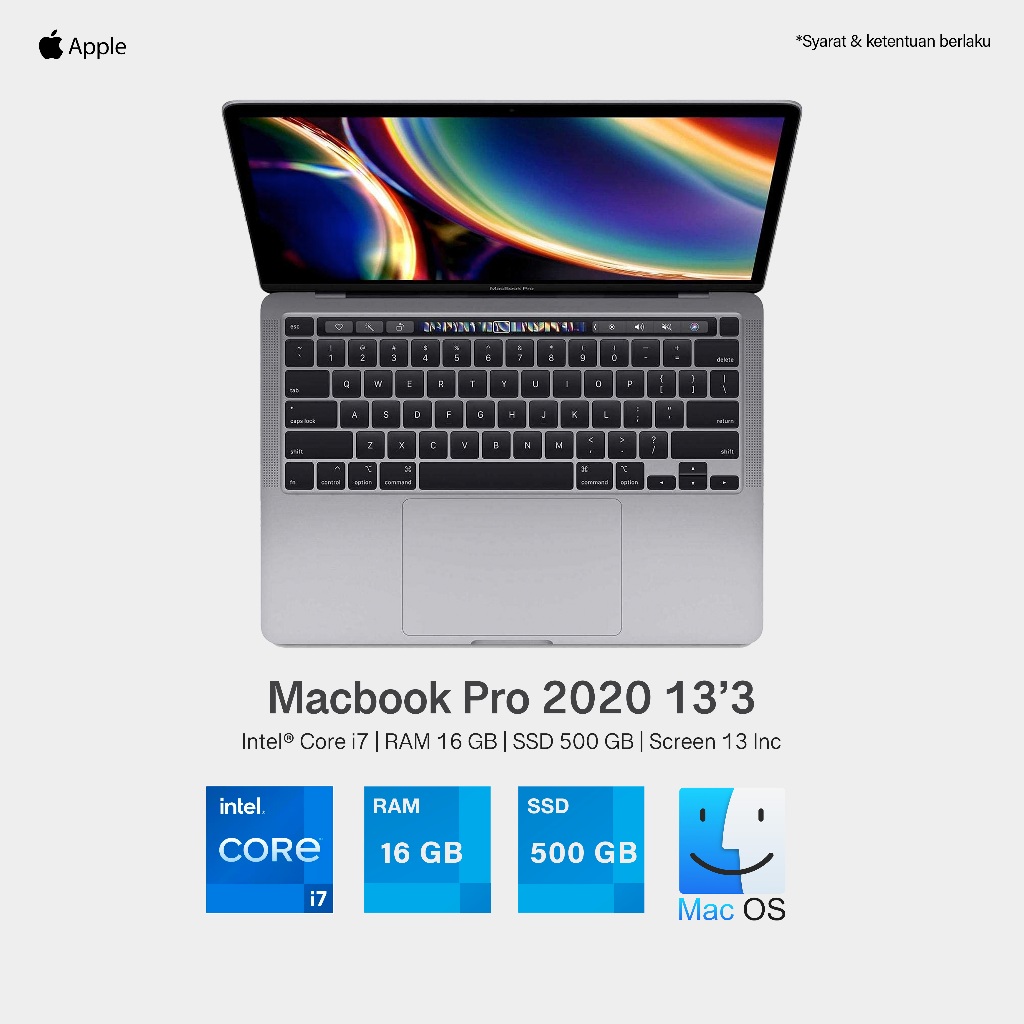 Jual MACBOOK PRO 2020 Core i7 RAM 16 GB SSD 500 GB LAYAR 13 INC ...