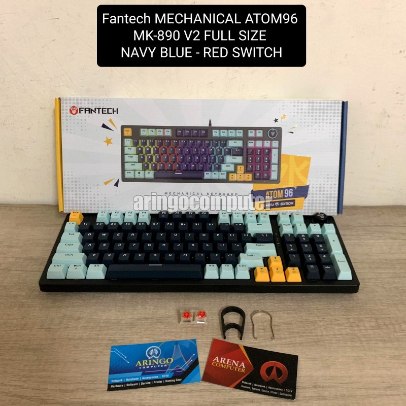 Jual Keyboard Fantech MK-890 V2 MECHANICAL ATOM96 FULL SIZE NAVY BLUE - RED SWITCH | Shopee ...