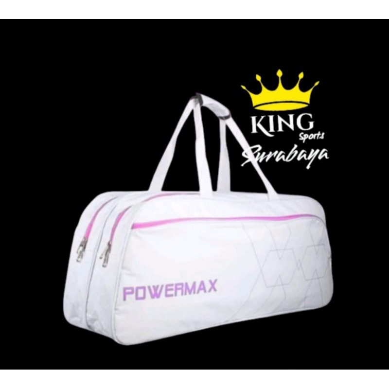 Jual tas raket badminton powermax 2R warna putih ungu | Shopee Indonesia