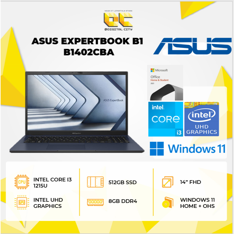 Jual ASUS EXPERTBOOK B1402CBA I3 1215 8GB 512GB W11+OHS 14.0FHD ...