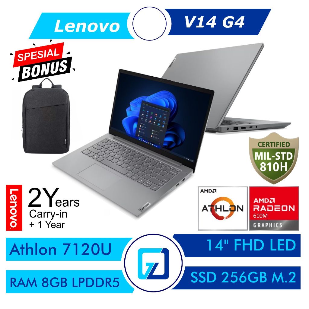 Jual LENOVO V14 G4 AMN Athlon Silver 7120U 8DDR5 256GB SSD 14″FHD WIN11 ...