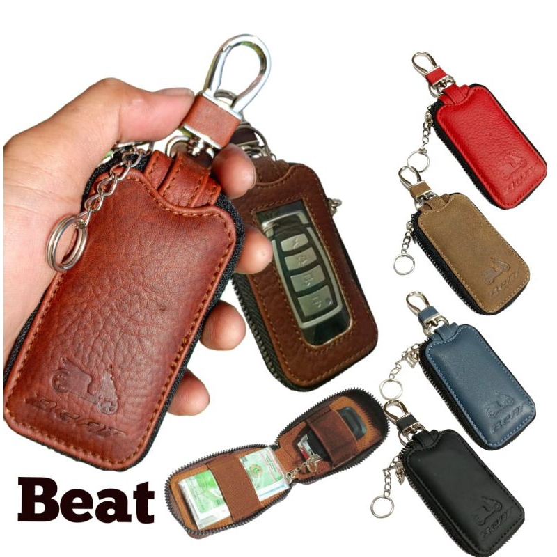 Jual Gantungan kunci motor keyless Honda BEAT kulit asli dompet stnk ...