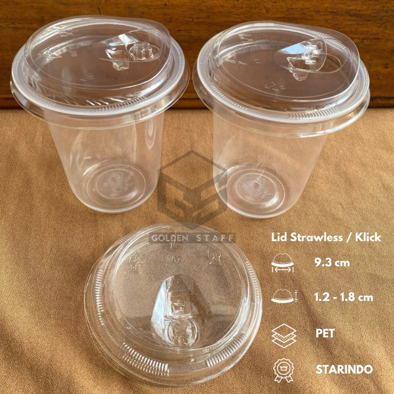 Jual Lid / Tutup | Strawless / Klick | Bahan PET Tebal | Untuk Cup ...
