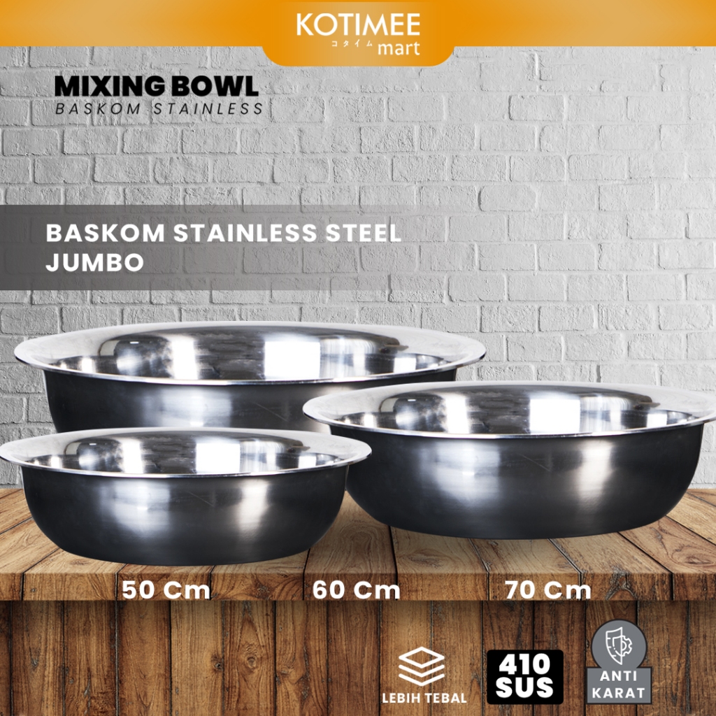 Jual Baskom Stainless Steel Asta Besar Jumbo Tebal 50 60 70 cm | Shopee ...