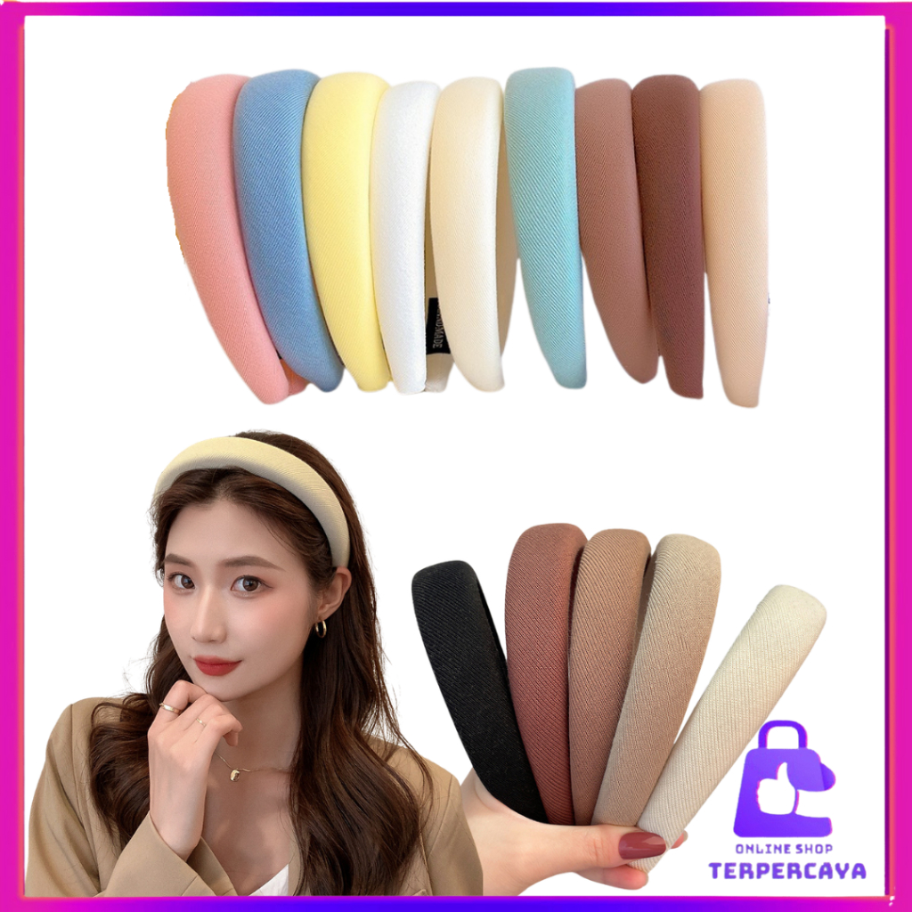Jual OST Bando Kain Busa Tebal Wanita Korea Headband Cloud Polos Bando ...